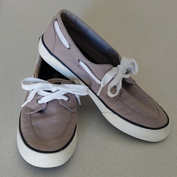 Sperry | Shoes | Sperry Light Gray Canvas Memory Foam Top Siders Womens ...